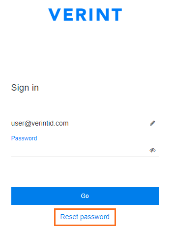 Reset your password - Verint Identity - Verint Identity - Verint Connect